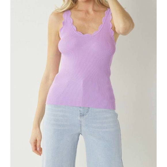 entro | Tops | New Entro Scalloped Tank Top In Lilac | Poshmark